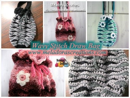 Small Crochet Tote Bag – Wavy Stitch Draw Bag – Free Crochet Pattern ...