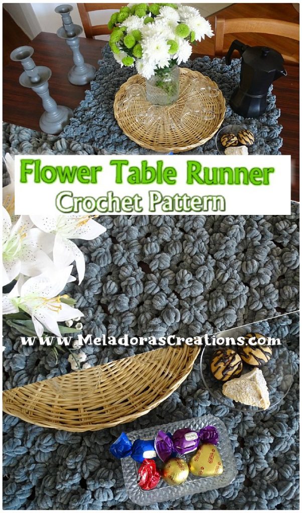 Flower Table Runner Crochet Pattern – Puff Flower Crochet – Crochet for ...