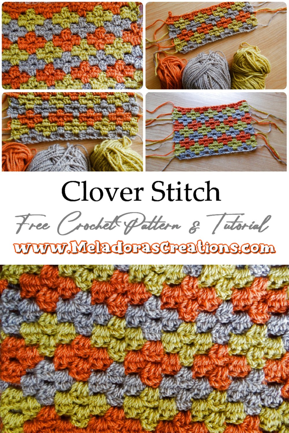 Clover Crochet Stitch – Free Crochet Stitch pattern – Meladora's Creations
